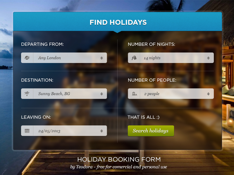 Holiday Booking Form - General Chat - Web Designer Forum